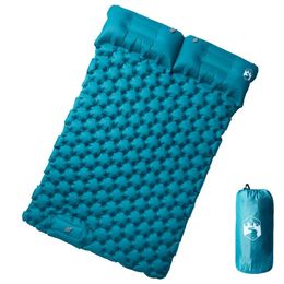 vidaXL Isomatte Doppel-Isomatte mit Kissen Selbstaufblasend Blau