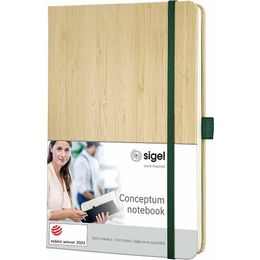Sigel Notizblock Notizbuch Bambus ca. DIN A5 punktkariert, beige Hardcover 194 Seiten