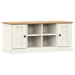 furnicato Schuhbank VIGO Weiß 106x35x45 cm Massivholz Kiefer