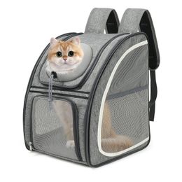 CALIYO Tiertransporttasche Haustier Rucksack mit Netzfenster, Hunde & Katzenrucksack Faltbar bis 8,00 kg, Wasserdichtes Oxford-Tuch mit Viel Platz