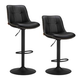 VASAGLE Barhocker Barstühle (Set, 2 St), höhenverstellbar, drehbar, schwarz, 2 St.
