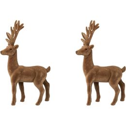 Creativ deco Weihnachtsfigur Hirsch, Weihnachtsdeko (2 St), Dekofigur mit feiner Samtoberfläche, Höhe 29 cm, braun, hellbraun