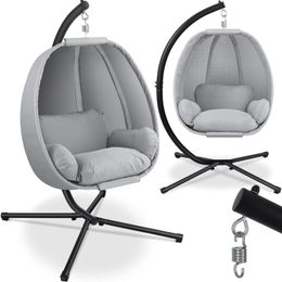 Kesser Hängesessel, Luxe Hängesessel mit Gestell weicher Sitzkissen, grau
