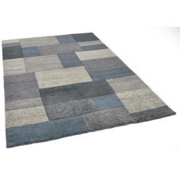 Wollteppich Theko, B:170cm H:18mm L:240cm, grau, Schurwolle, Teppiche, "Dalas - 7709", reine Wolle, handgekn&uuml;pft, Patchwork Design
