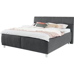 Stauraumbett Alina, B:219cm H:112cm L:218cm, grau, Chenille GCP (100% Polyester), Betten, "Marike", inklusive Lattenrost, wahlweise mit Matratze in