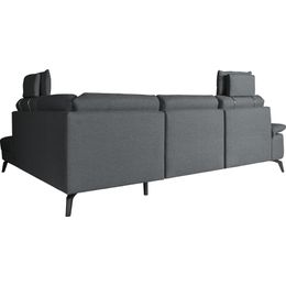Ecksofa Alina, B:243cm H:118cm T:210cm, grau, Struktur GBA (100% Polyester), Wohnzimmer, Sofas, inkl. Kopfstützen, wahlweise mit Relaxfunktion,