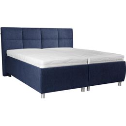 Stauraumbett Alina, B:178cm H:116cm L:217cm, blau, Struktur fein TCM (100% Polyester), Betten, "Nadina Comfort", inkl. Stauraum und Lattenrost, in