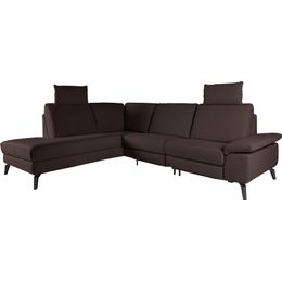 Ecksofa Alina, B:243cm H:118cm T:210cm, braun, Struktur GBA (100% Polyester), Wohnzimmer, Sofas, inkl. Kopfstützen, wahlweise mit Relaxfunktion,