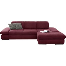 Ecksofa, B:284cm H:80cm T:190cm, rot, SET ONE BY Musterring, Wohnzimmer, Sofas, "SO4100 V", mit verstellbaren Kopfteilen, wahlweise mit Funktionen,