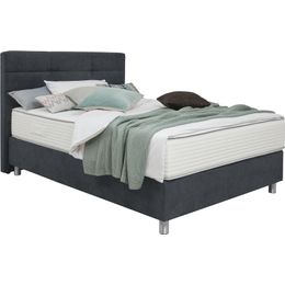 Boxspringbett Alina, B:148cm L:209cm, grau, Chenille TBS (100% Polyester), Komplettbetten, "Jonna", inklusive Matratze, in verschiedenen Gr&ouml;&szlig;en und