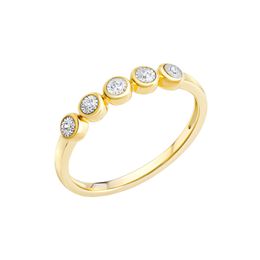 Diamonds by Ellen K. Damen Fingerring "Gold 585 zweifarbig mit 5x Brillant zus. 0,05ct.", 060 (19,1), 0,05 P1 = bei 10-facher Vergrößerung erkennbare Einschlüsse, Gold,