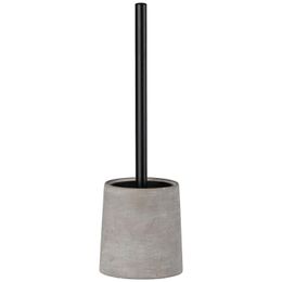 WC-Garnitur Wenko, H:38cm L:11,5cm, grau, Edelstahl, Reinigungsb&uuml;rsten, "Villena", B&uuml;rstenhalter
