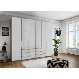 Dreht&uuml;renschrank Wiemann, B:246,9cm H:236cm T:58cm, grau, Floatglas, Holzwerkstoff, Schr&auml;nke, "Monaco", mit Glasfront sowie hochwertige Beschl&auml;ge
