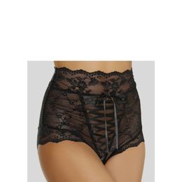 Lascana Damen High-Waist-Slip-Ouvert, Gr. 32, schwarz, Microtouch, Obermaterial: 90% Polyamid, 10% Elasthan, Unterhosen, mit aufregender Schn&uuml;rung,