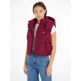Tommy Jeans Damen Steppweste "TJW CRP ALASKA PUFFER VEST", lila, Gr. S, unifarben, Web, Obermaterial: 100% Polyester, Westen, in modischer Cropped