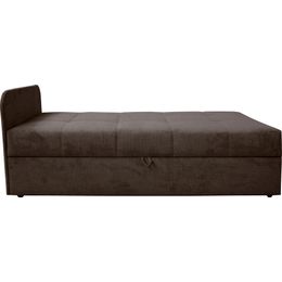 Schlafsofa Alina, B:205cm H:73cm T:91cm, braun, Struktur fein XBO (100% Polyester), Kinderzimmer, Sofas, "Marla", inkl. Stauraum, Armlehne wahlweise