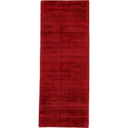 Teppich CarpetFine, B:75cm H:13mm L:200cm, rot, Viskose, Wohnzimmer, Teppiche, "Ava Viskoseteppich", Seidenoptik, leichter Glanz, auch als L&auml;ufer