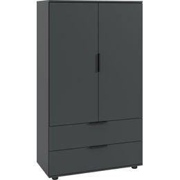 Wäscheschrank wimex, B:81cm H:140cm T:40cm, grau, Spanplatte, Schränke, "Easy Plus Kleiderschrank Garderobe 2 Schubladen, 81 oder 130cm breit", in