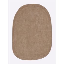 Teppich HEINE HOME, B:100cm H:5mm L:100cm, beige, Schurwolle, Wolle, Wohnzimmer, Teppiche