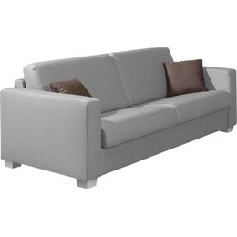 Schlafsofa Alina, B:175cm H:85cm T:100cm, grau, Struktur (100% Polyester), Wohnzimmer, Sofas, "Verdi", mit echter Kaltschaummatratze, zum Ausklappen,