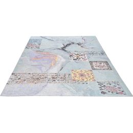 Teppich Gino Falcone, B:190cm H:3mm L:280cm, blau, Polyester, Wohnzimmer, Teppiche, "Cosima-106", flachgeweber Jaquard-Teppich, mit Chenillegarn,