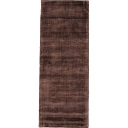 Teppich CarpetFine, B:75cm H:13mm L:200cm, braun, Viskose, Wohnzimmer, Teppiche, "Ava Viskoseteppich", Seidenoptik, leichter Glanz, auch als L&auml;ufer