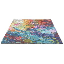 Teppich Sansibar, B:80cm H:3mm L:150cm, bunt, Polyester, Wohnzimmer, Teppiche, "Keitum 006", Flachgewebe, modernes Design, Motiv Totenkopf &