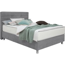 Boxspringbett Alina, B:98cm L:209cm, grau, Chenille TBS (100% Polyester), Komplettbetten, "Jonna", inklusive Matratze, in verschiedenen Gr&ouml;&szlig;en und
