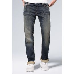 CAMP DAVID Herren Comfort-fit-Jeans, blau, Gr. 33, Abriebeffekte, Material: 98% Baumwolle, 2% Elasthan, Jeans, Münztasche mit Ziernaht