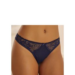 Vivance Damen String, Gr. 32, blau, Microtouch, Obermaterial: 90% Polyamid, 10% Elasthan, Unterhosen, mit seitlichen Spitzeneins&auml;tzen in blumiger