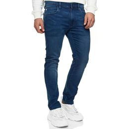 INDICODE Herren Regular-fit-Jeans "INCoil", blau, Gr. 34, Abriebeffekte, Denim/Jeans, Obermaterial: 77% Baumwolle, 21% Polyester, 2% Elasthan, Jeans