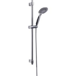 Stangenbrause-Set Wenko, silber, Edelstahl, Brausegarnituren, "Young", Chrom, L&auml;nge Stange: 66 cm