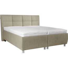 Stauraumbett Alina, B:198cm H:116cm L:217cm, beige, Microfaser GDU (100% Polyester), Betten, "Nadina Comfort", inkl. Stauraum und Lattenrost, in