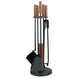 FIREFIX Kamingarnitur "Kaminbesteck mit dunlen Holzgriffen, beschichtet, schwarz", B:19,5cm H:65cm L:19,5cm, schwarz, Reinigungs-Sets, 5-teilig