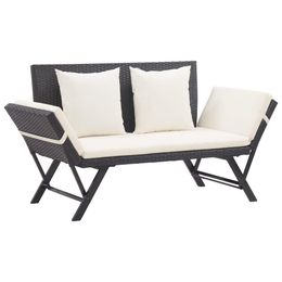 vidaXL Gartenbank Gartenbank mit Kissen Schwarz 176 cm Poly Rattan (1-St)