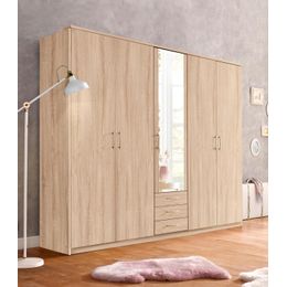 Kleiderschrank Priess, B:231cm H:196cm T:57cm, braun, Holzwerkstoff, Schlafzimmer, Schränke, "Husum", mit dekorativen Kranz, wahlweise mit Schubkästen