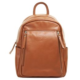 Samantha Look Cityrucksack, braun, Leder, Rindsleder, unifarben, Rucksäcke, echt Leder, Made in Italy