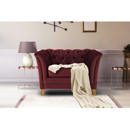 Sessel Home Affaire, B:102cm H:76cm T:81cm, rot, Luxus-Microfaser Vintageoptik (100% Polyester);Struktur fein (100% Polyester);Samtoptik (100%