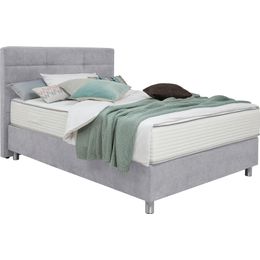Boxspringbett Alina, B:148cm L:209cm, grau, Chenille TBS (100% Polyester), Komplettbetten, "Jonna", inklusive Matratze, in verschiedenen Gr&ouml;&szlig;en und