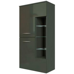 Midischrank Welltime, B:65cm H:130cm T:35cm, grau, MDF, Spanplatte, Badezimmer, Schr&auml;nke, "Florida", Breite 65 cm, mit hochgl&auml;nzenden Fronten