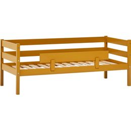 Einzelbett Hoppekids, B:76cm H:65cm L:166cm, gelb, Kiefer massiv, Betten, "ECO Comfort Kinderbett, Kiefer Massivholz, Jugendbett inkl. Rollrost",