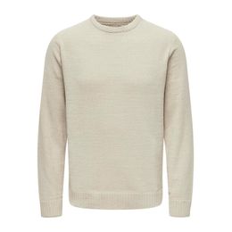 Only & Sons ONLY & SONS Herren Strickpullover "ONSETHAN LIFE REG 7 CREW KNIT", silber, Basic, Gr. XS, unifarben, Strick, Obermaterial: 100% Polyester, Pullover