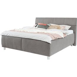 Stauraumbett Alina, B:199cm H:112cm L:218cm, grau, Chenille GCP (100% Polyester), Betten, "Marike", inklusive Lattenrost, wahlweise mit Matratze in