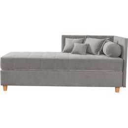 Schlafsofa Alina, B:201cm H:90,5cm T:101cm, grau, Chenille GCP (100% Polyester), Wohnzimmer, Sofas, "Kona", 7-Zonen Taschenfederkernmatratze,