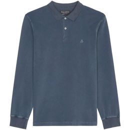 Marc O'Polo MARC O'POLO Herren Langarm-Poloshirt, blau, Gr. XXL, Jersey, Obermaterial: 100% Baumwolle, Shirts, im Washed-Look