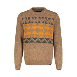 Lerros Herren Strickpullover, braun, Gr. XXXL, bedruckt, unifarben, Strick, Obermaterial: 60% Baumwolle, 40% Polyacryl, Pullover, mit Jaquard-Muster