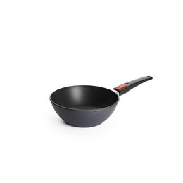 Woll Wok "Diamond Lite Wok", Ø 24cm + Höhe 9cm, grau, Pfannen, abnehmbarer Griff, Induktion