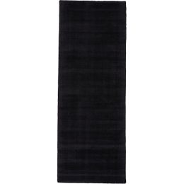Teppich CarpetFine, B:80cm H:13mm L:300cm, schwarz, Viskose, Wohnzimmer, Teppiche, "Ava Viskoseteppich", Seidenoptik, leichter Glanz, auch als L&auml;ufer