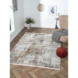 Teppich, B:140cm H:8mm L:200cm, beige, MyFlair M&Ouml;BEL & ACCESSOIRES, Polyester, Wohnzimmer, Teppiche, "Esme 2", Kurzflor, Vintage Look, mit Fransen,