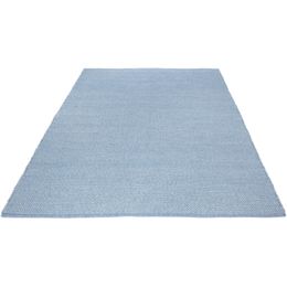 Teppich LUXOR living, B:70cm H:12mm L:140cm, blau, Baumwolle, Wohnzimmer, Teppiche, "Liv", Handweb, reine Baumwolle, handgewebt, Uni-Farben, leicht